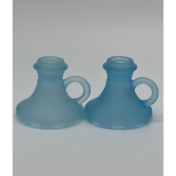 Fenton | Accents | Vintage Fenton Pair Of Blue Satin Glass Candle ...